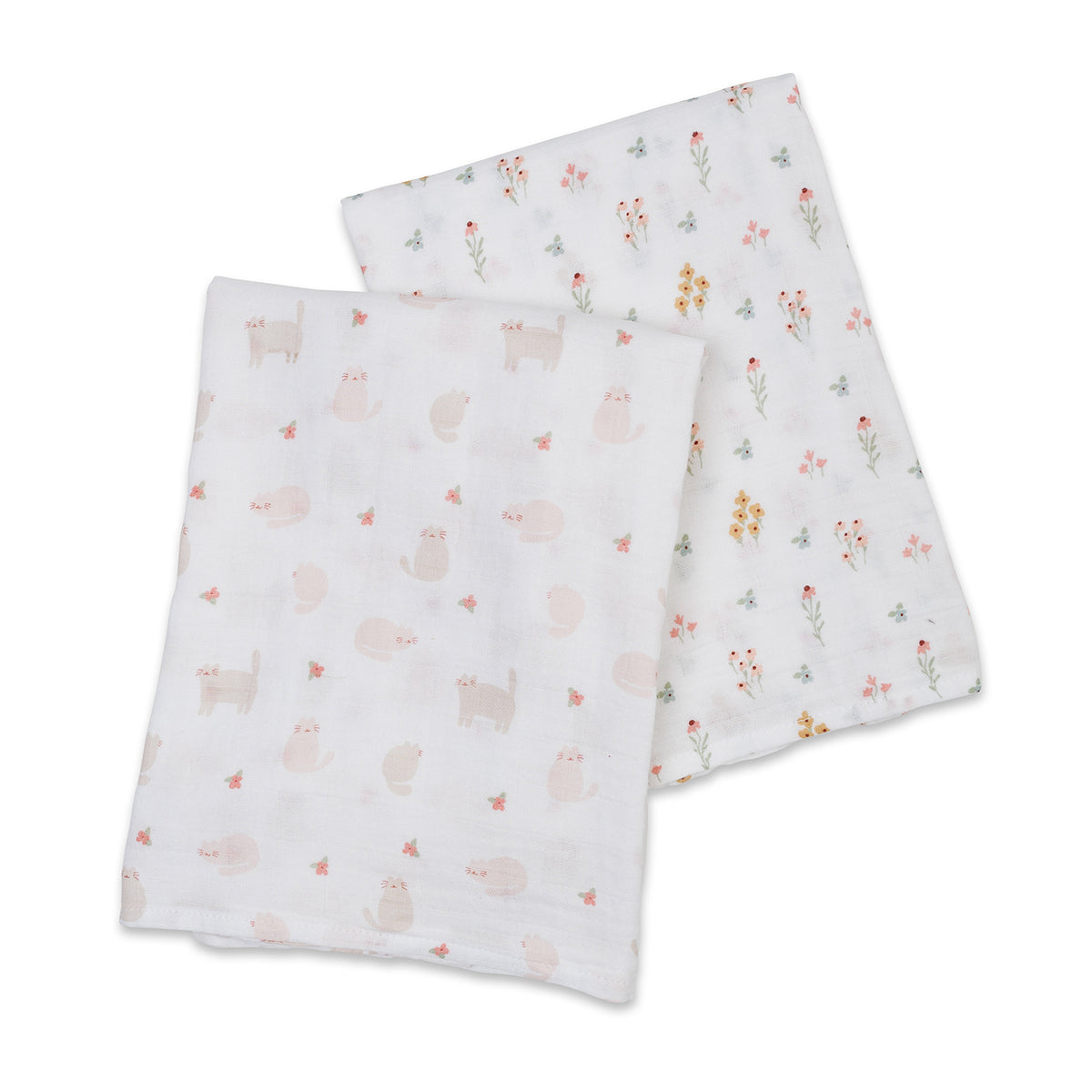 Lulujo - Cotton Swaddle - Kitty Cat & Flower Field 2 Pack – Wild Seven